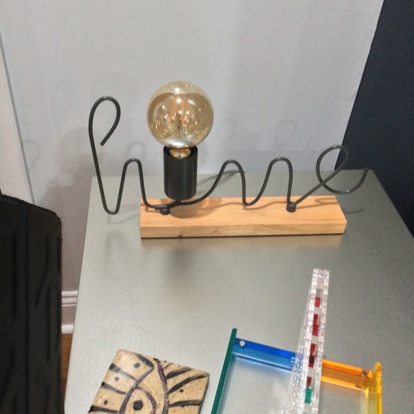 Other | Gray Metal Cursive Home Edison Bulb Light | Poshmark